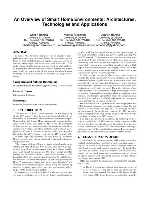 Pdf An Overview Of Smart Home Environments Architectures Technologies And Applications