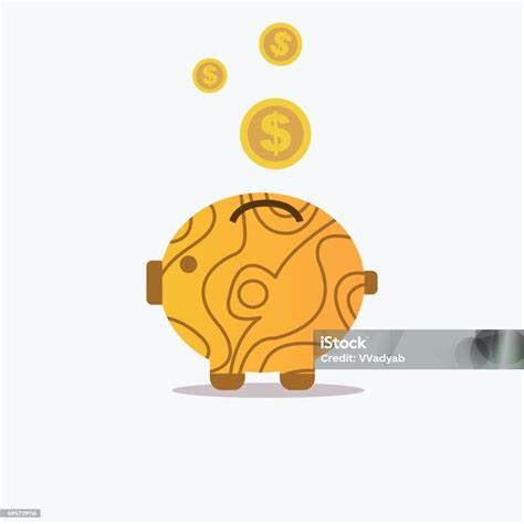 동전 아이콘으로 돼지 은행 및 나무 텍스처입니다 저장 돈 개념입니다 벡터 일러스트입니다 돼지 저금통에 대한 스톡 벡터 아트 및