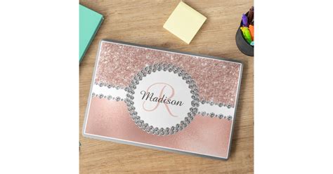 Rose Gold Glitter Diamond Personalized Monogram Hp Laptop Skin Zazzle