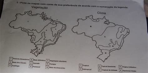 1 Pinte Os Mapas Com Cores De Sua Preferência De Acordo Com A