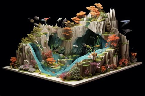 Three Dimensional Illustration Of Small Ecosystem World Stock