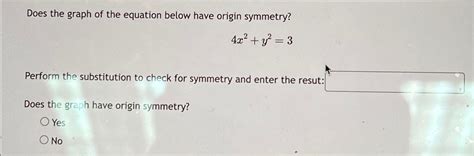 Solved Does The Graph Of The Equation Below Have Origin