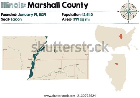 Large Detailed Map Marshall County Illinois Stock Vector Royalty Free