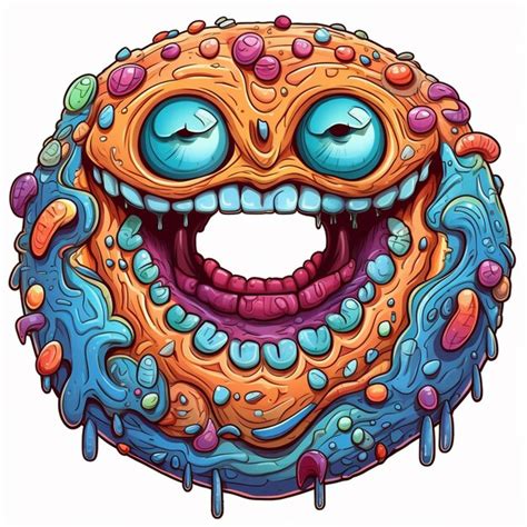 Premium Ai Image Cartoon Donut With A Big Grin And A Big Smile