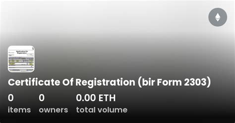 Certificate Of Registration Bir Form 2303 Collection Opensea