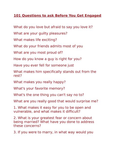 183633489 101 Questions Before Getting Engaged 101 Questions To Ask