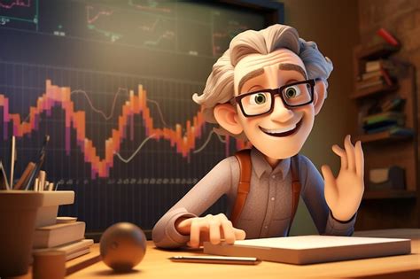 Premium Ai Image 3d Cartoon Statistician Character Generative Ai