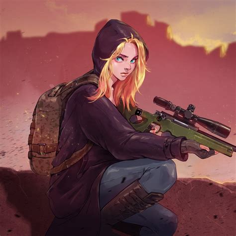 Pubg Sniper Girl Sniper Rifle Playerunknowns Battlegrounds 4k 34 Wallpaper Iphone Phone