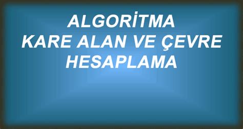 Algoritma Kare Alan Ve Çevre Hesaplama Web Tasarım And Programlama