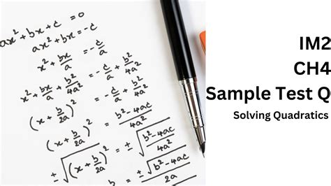 Im2 Chapter 4 Solving Quadratics Review Youtube