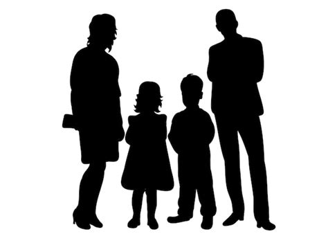 Silueta De Una Familia Caminando Juntos Vector Gratis