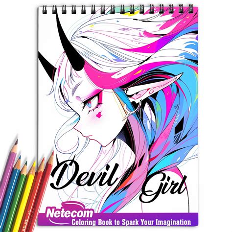 Devil Girl Spiral Bound Coloring Book Dive Into A World Of Anime With