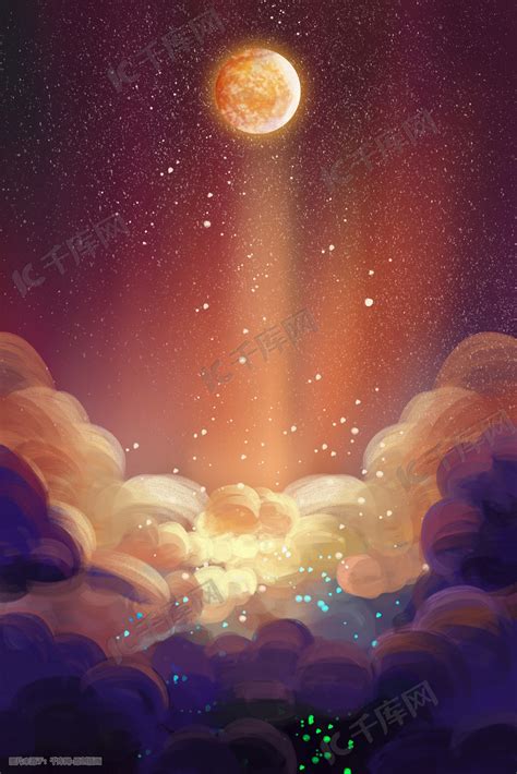 唯美治愈宇宙星空星星云朵天空云背景插画图片 千库网