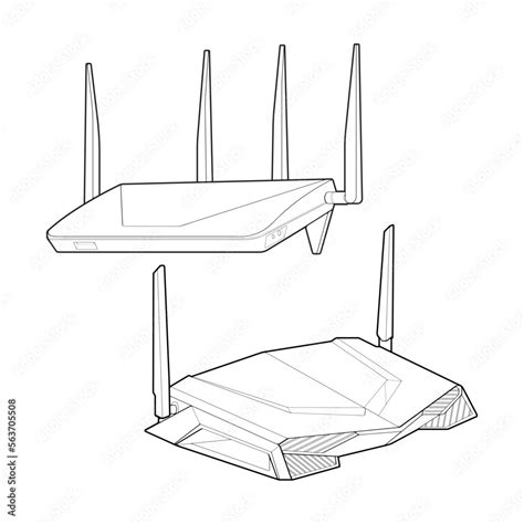 Set Router Line Art Vector Line Art Vector Isolated On White