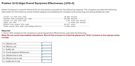 solved problem 12 12 algo overall equipment eftectiveness