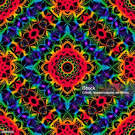 Psychodelic는 만다라 요소와 원활한 패턴 컬러 직물 또는 종이에 인쇄에 대 한 완벽 한입니다 벡터 일러스트 레이 션 0