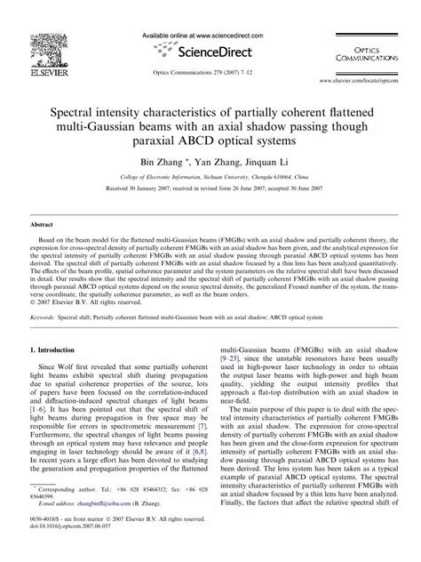 Pdf Spectral Intensity Characteristics Of Partially Coherent Flattened Multi Gaussian Beams