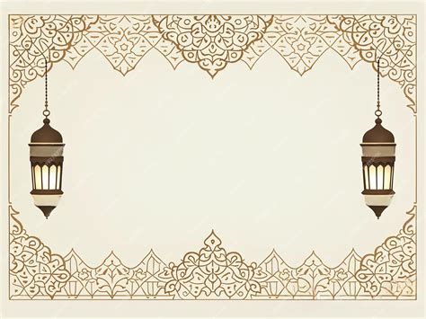 Featuring An Intricate Islamic Border Design With Lanterns Premium Ai