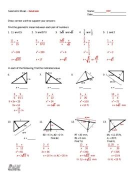 Geometric Mean Worksheet And Solutions By Practice And Learn Math