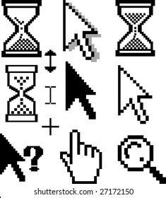 Set Old Style Pixelated Mouse Cursors Stock Vector Royalty Free