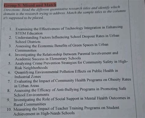 Directions Read The Different Quantitative Studyx