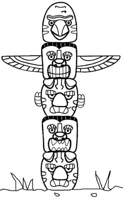 Totem Pole Coloring Pages Usable Free Download Educative Printable