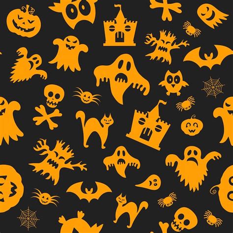 Padrão Vetorial Sem Costura Para Design De Halloween Símbolos De