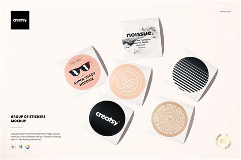 Group Of Round Stickers Mockup On Behance