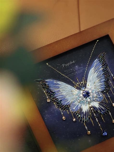 法式立体刺绣diy材料包珠绣蓝色蝴蝶相框画家居摆台情侣节日礼物 阿里巴巴