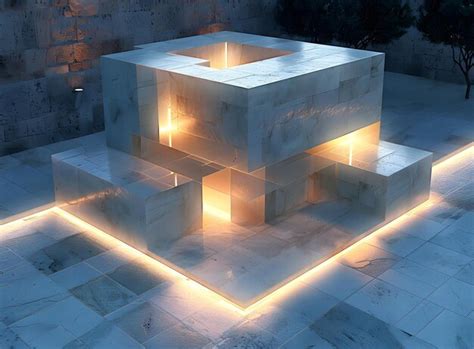 Modern Geometric Architecture At Night Premium Ai Generated Image