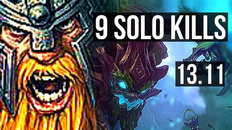 OLAF Vs MAOKAI TOP 9 Solo Kills Quadra 700 Games 13 2 3 1 0M