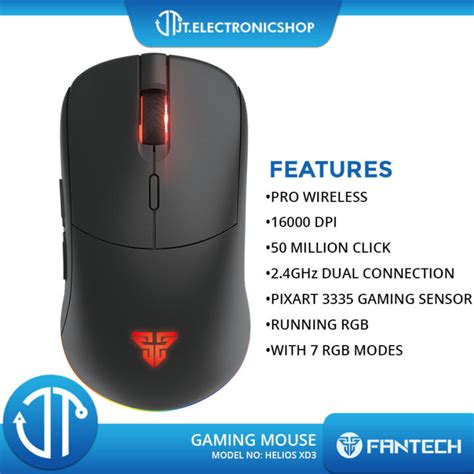 Jtelectronicshop Fantech Mouse Xd3 Helios Wireless Programmable Rgb