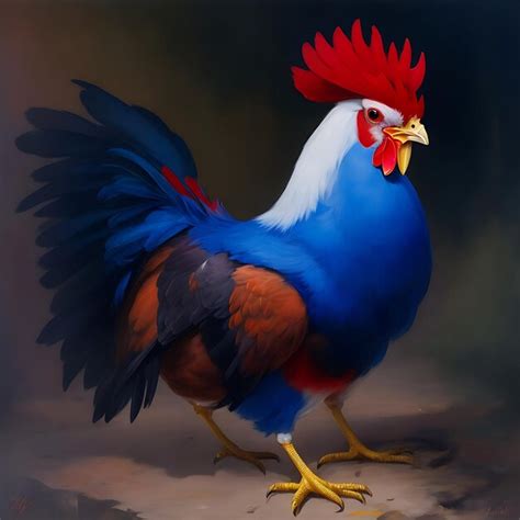 Premium Ai Image Colorful Realistic Rooster Chicken Drawing Backround