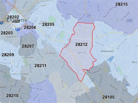 Charlotte Nc Zip Code Map Printable