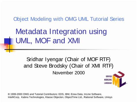 Pdf Metadata Integration Using Uml Mof And Xmi · Tutorial