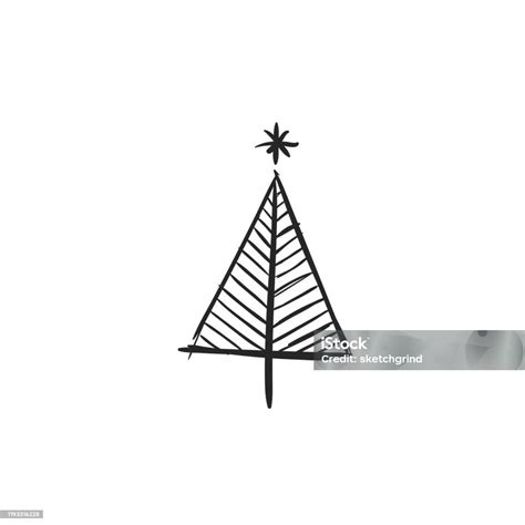 Pohon Natal Doodle Pohon Pinus Sketsa Pohon Gambar Dekorasi Liburan