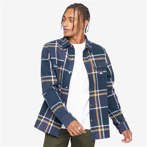 Dickies Nimmons Long Sleeve Shirt Navy Tops Mens Clothing Pro