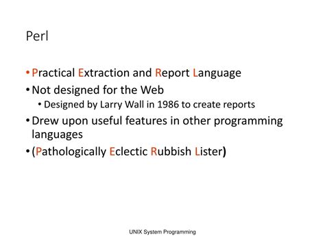 Ppt Unix System Programming With Perl A Practical Overview Powerpoint Presentation Id9208415