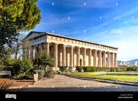 The Ancient Greek Temple Of Hephaestus In Agora Complex Athens Stock