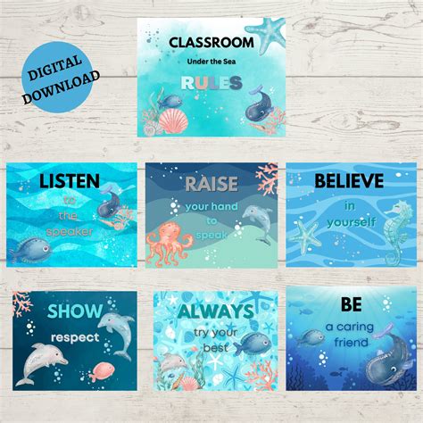 Under The Sea Classroom Rules Classroom Decor Sea Animals Digital