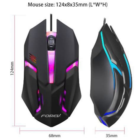 Forev Fv136 1000dpi Wired Gaming Rgb Lighted Mouse Black