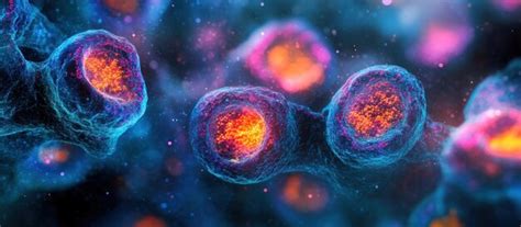 Microscopic View Of Cells With Vivid Colors Premium Ai Generated Image