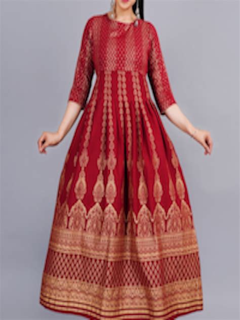Buy Kalini Ethnic Motifs Printed Fit And Flare Maxi Ethnic Dress Ethnic