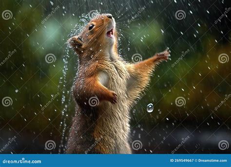 Little Squirrel Clipart Dandelion Watercolor Illustration Stock Image