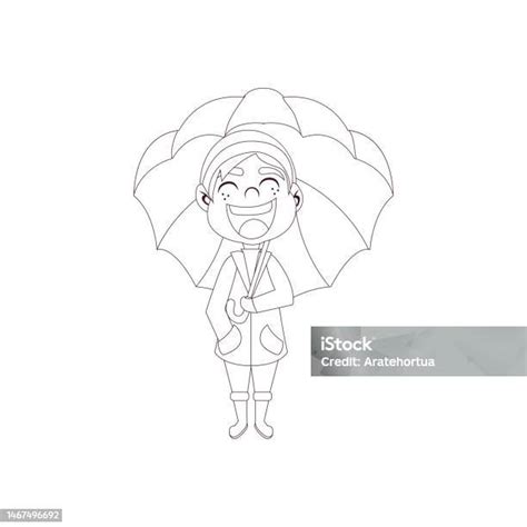 고립 된 소년 우산 그리기 아이 비 벡터 환상 가을에 대한 스톡 벡터 아트 및 기타 이미지 가을 계절 귀여운 Istock