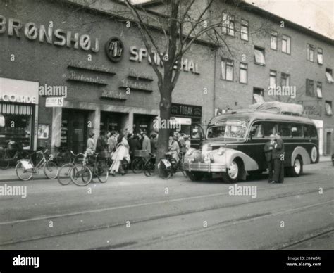 Viking Bus Collecting Danish Tourists Copenhagen Denmark 1951 Stock