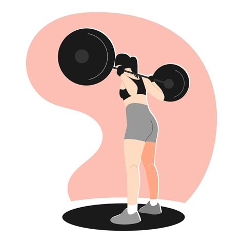 Woman Lifting Weights Female Athlete Lifting Barbell Back View