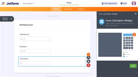 how to perform form calculation using a widget