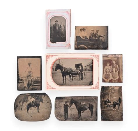 Collection Of 8 Antique Tin Type Photos