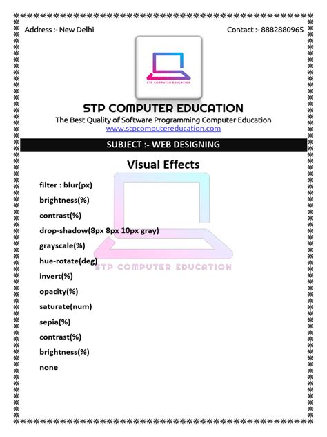 Chapter 7 Part 10 Css3 Visual Effects Pdf Teaching Methods And Materials Computers